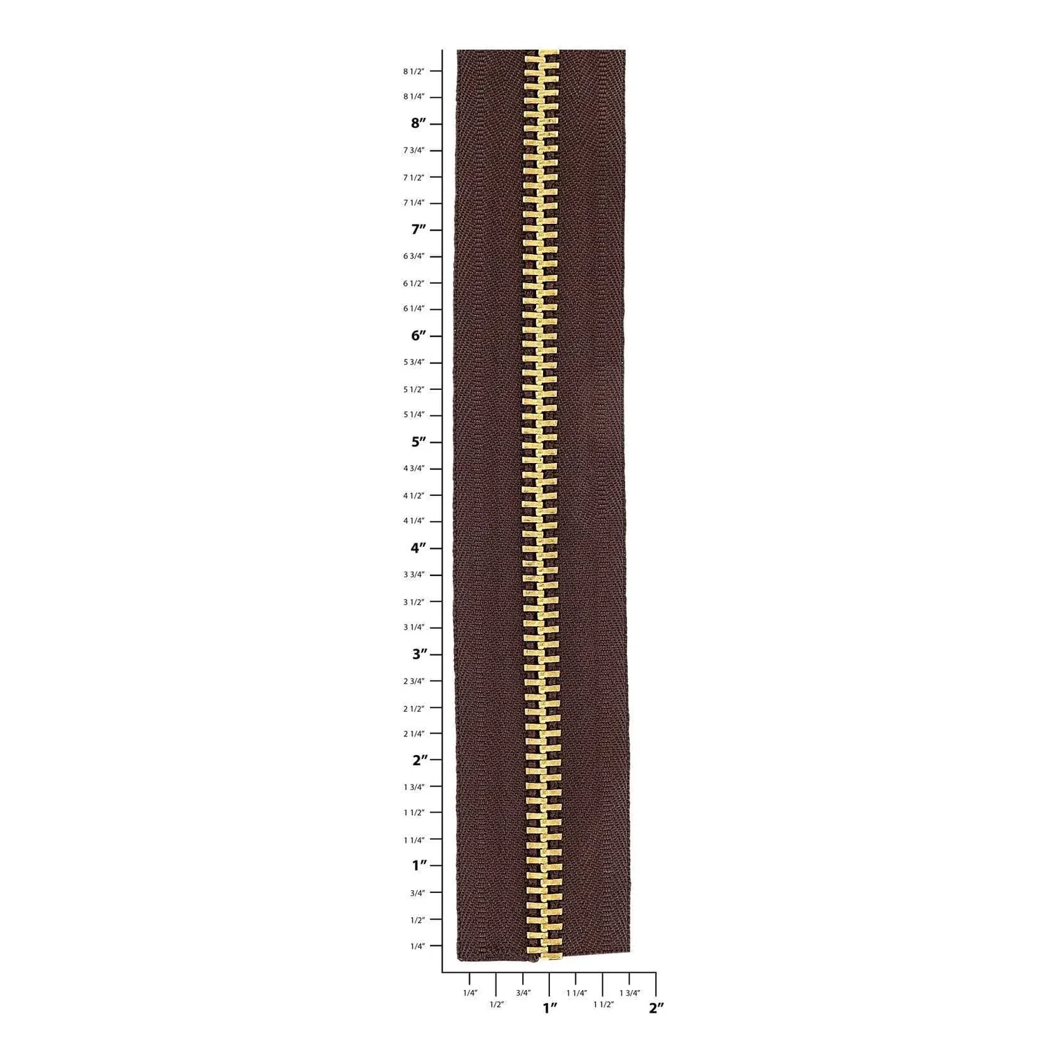 #10 Brown, YKK Metal Chain Zipper Tape With Brass Teeth, #10M-BRO-B ...